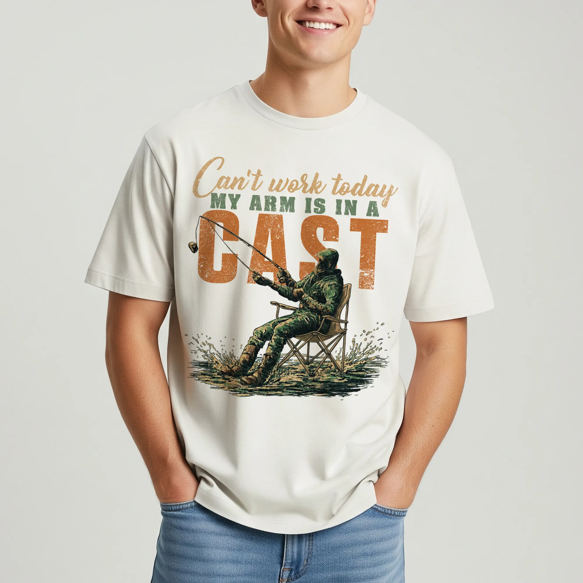 My Arm Is In A Cast Funny Shirt: Excuse Tee for Anglers | Riverside Relics